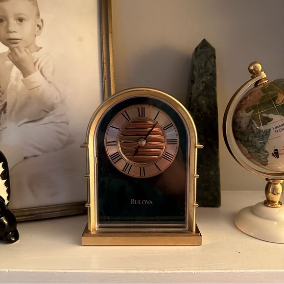 Bulova | Wall Decor | Vintage Bulova Marbled Emerald Green Gold Arch ...